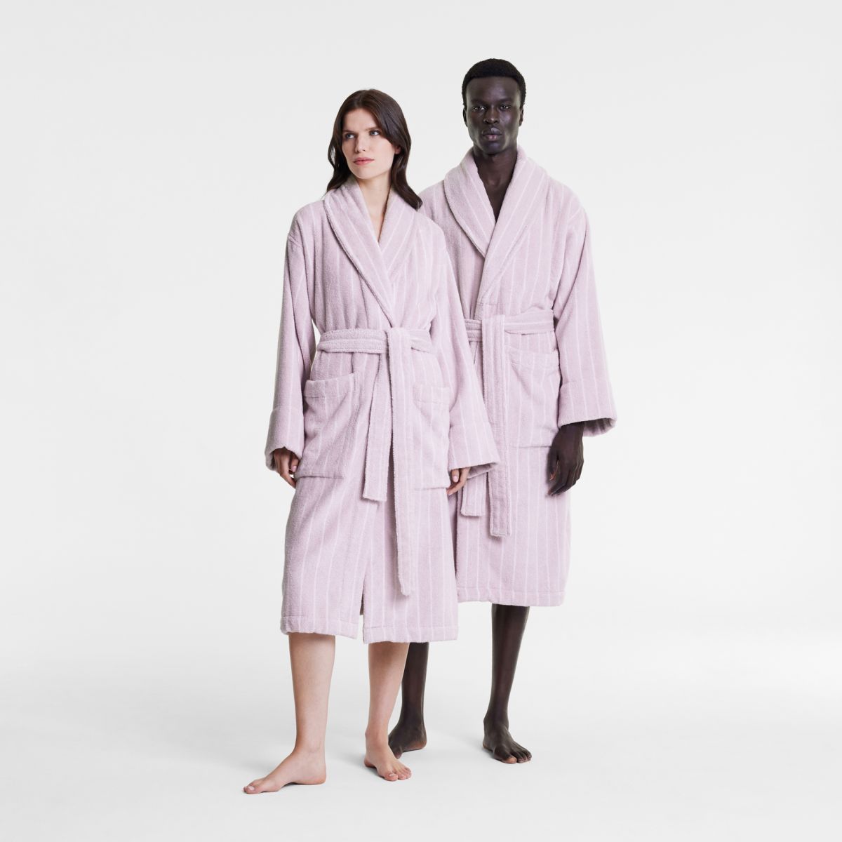 Aven Cotton Stripe Robe Lilac | Sheridan Australia