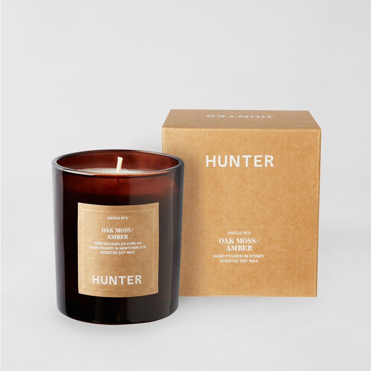 Buy amber Hunter Angus Oak Moss Scented Candle | Sheridan Australia