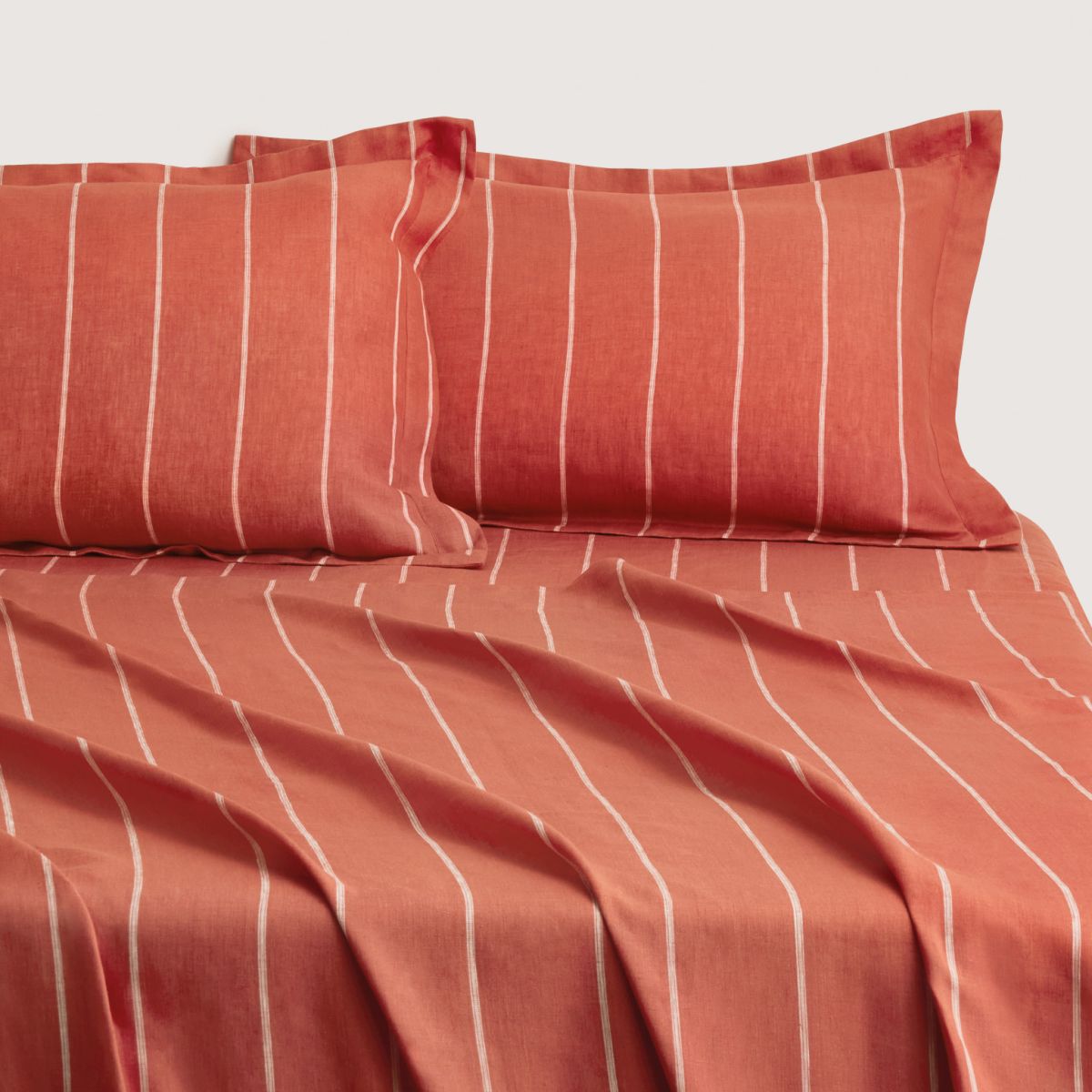 Abbotson Stripe King Flat Sheet Relish | Sheridan Australia