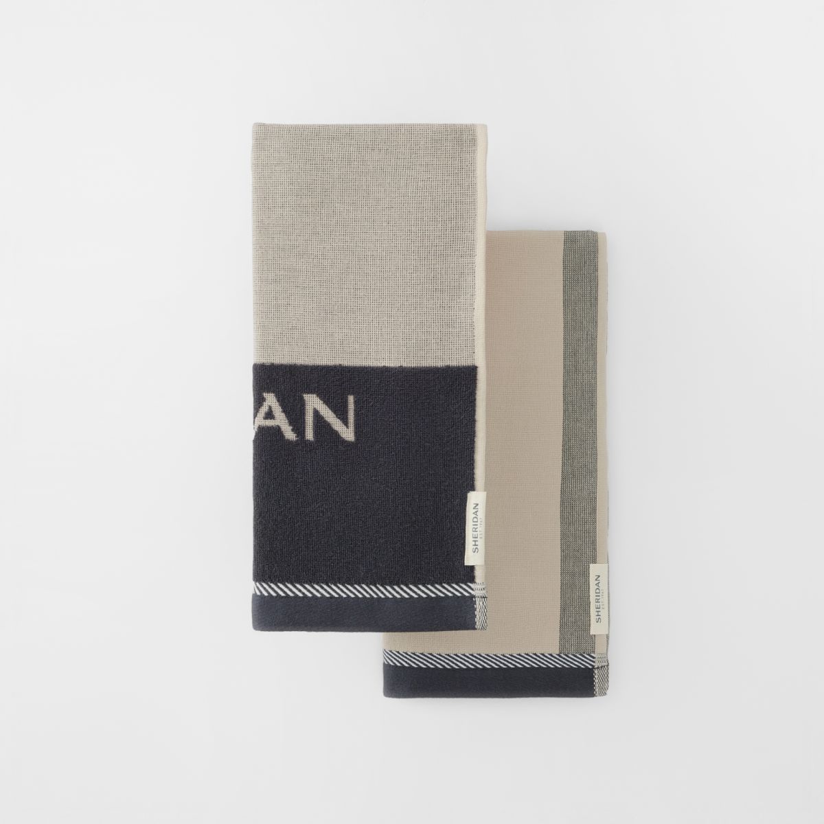 Koro Logo Tea Towel Set - Two Pack Carbon | Sheridan Australia